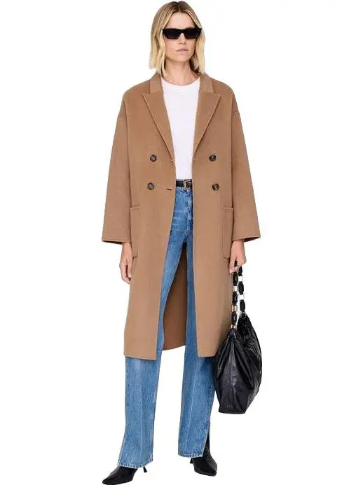 ANINE BING Dylan Double-breasted Wool-cashmere Coat - Camel