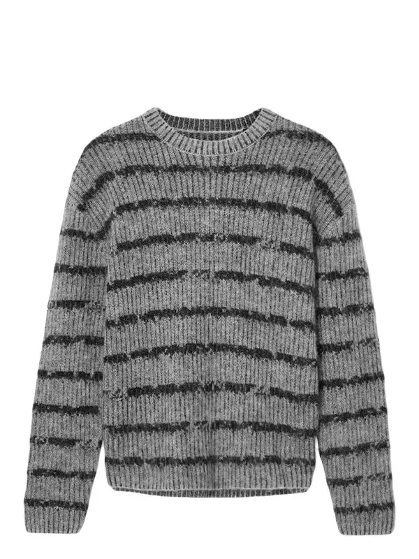 ALLSAINTS Stripe Dissolved Sweater - Grey