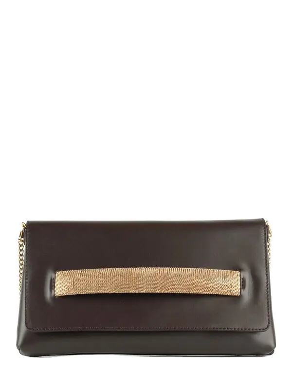 ORTIGNI Leather Gossip Nappa Chain Clutch - Brown
