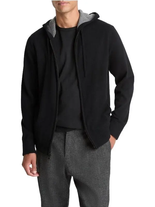 Vince Cashmere Zip-front Hoodie - Black