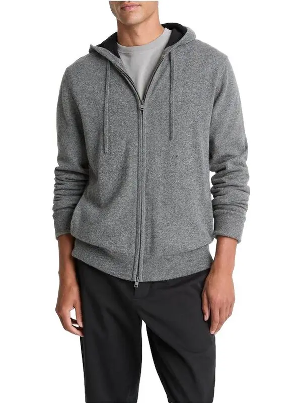 Vince Cashmere Zip-front Hoodie - Black