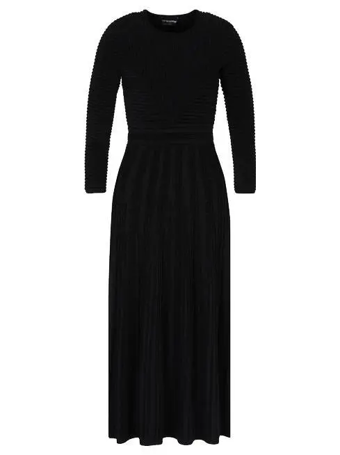 Emporio Armani Ottoman Chenille Long Dress - Black