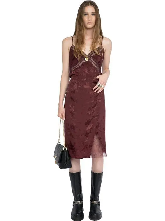 Zadig&Voltaire Julen Silk Lace Midi Skirt - Burgundy / Red