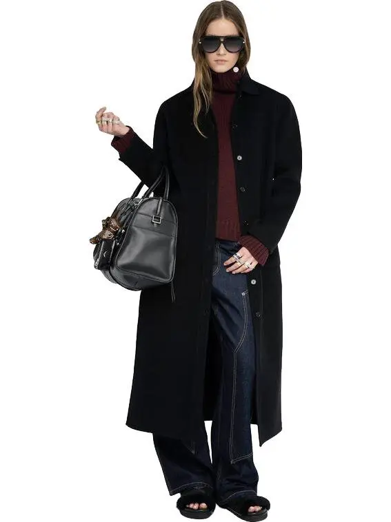 Zadig&Voltaire Wool Blend Long Coat - Black