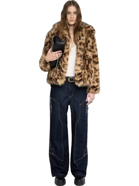 Zadig&Voltaire Leopard Print Faux Fur Coat - Brown