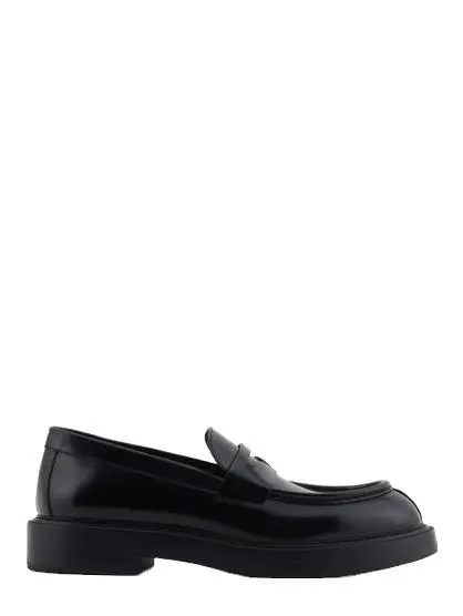 Emporio Armani Brushed Leather Loafers - Black
