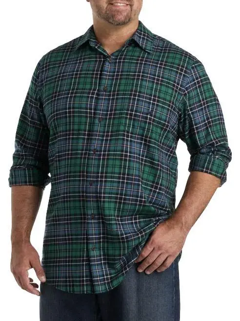 NAUTICA Big & Tall Plaid Sport Shirt - Navy