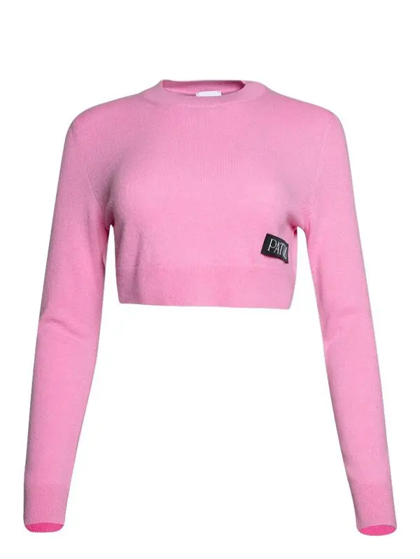 Patou Cropped Long Sleeve Jumper - Pink