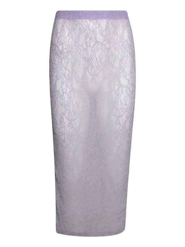Wardrobe.NYC Lace Tube Midi Skirt - Lilac