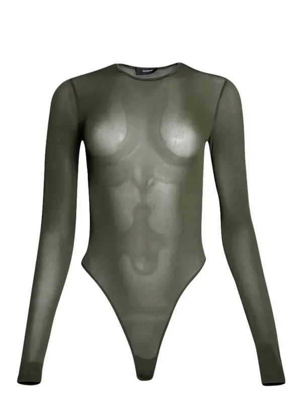 Wardrobe.NYC Sheer Bodysuit - Green