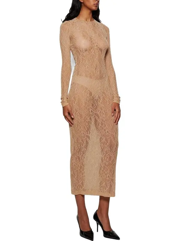Wardrobe.NYC Lace Long Sleeve Maxi Dress - Khaki