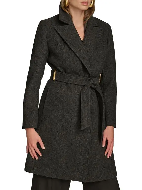 Donna Karan New York Belted Wool-blend Coat - Black