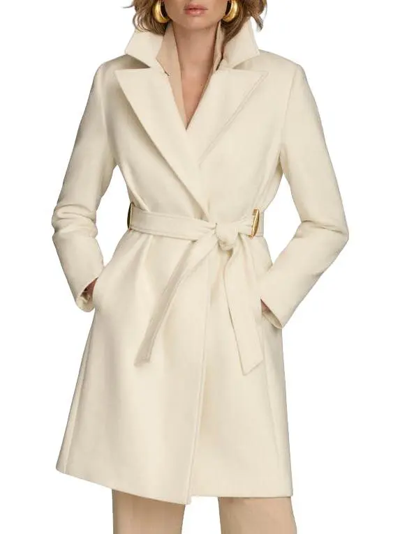 Donna Karan New York Belted Wool-blend Coat - Ivory