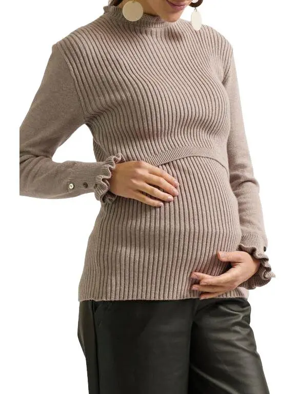 CACHE COEUR Dorothée Maternity & Nursing Sweater - Taupe