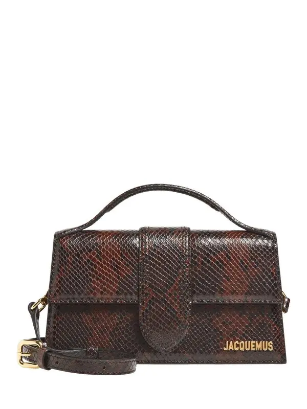 Jacquemus Le Grand Bambino Snakeskin Embossed Leather Shoulder Bag - Dark Brown 880