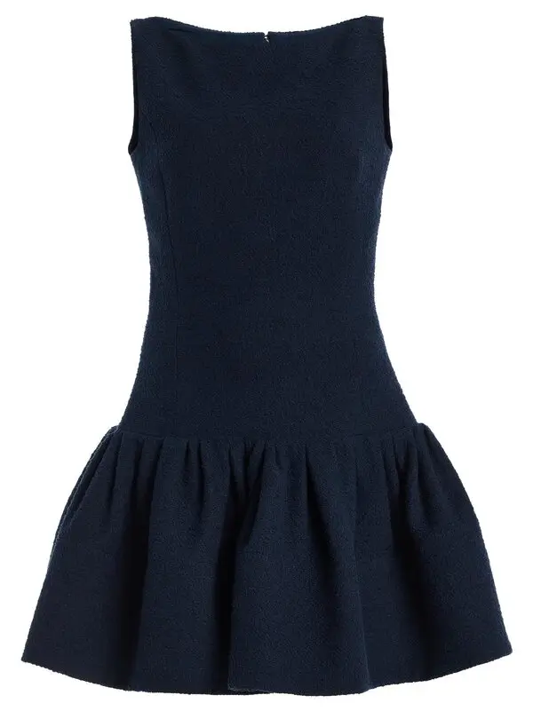 Oscar De La Renta Flared Tweed Mini Dress - Navy