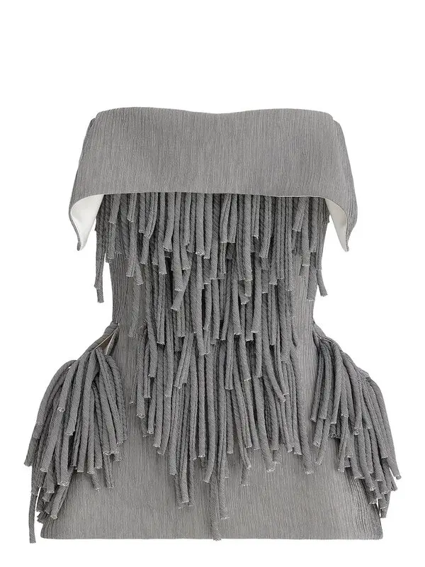 Maticevski Utility Fringed Strapless Peplum Top - Grey