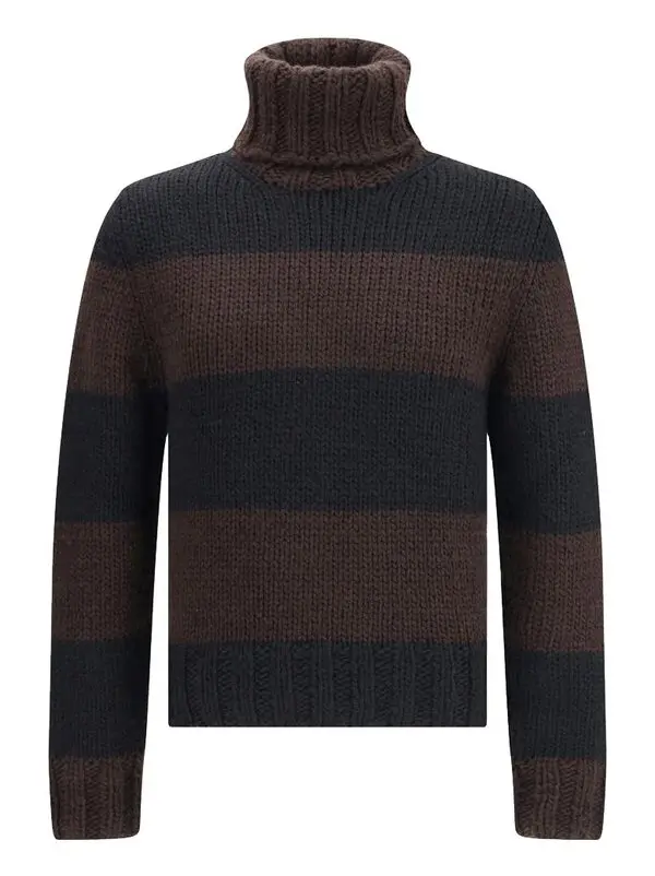 Dolce & Gabbana Striped Wool-blend Turtleneck - Brown