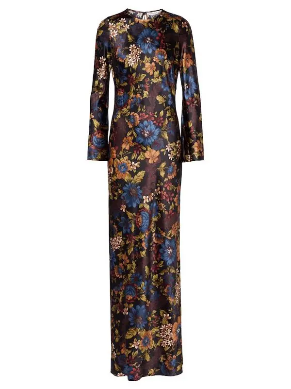 Veronica Beard Gemma Floral Silk-blend Maxi Dress - Black