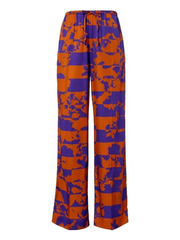 Dries Van Noten Printed Viscose Wide-leg Pants - Orange