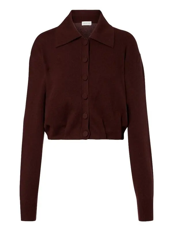 Dries Van Noten Cashmere Polo Collar Cardigan - Brown