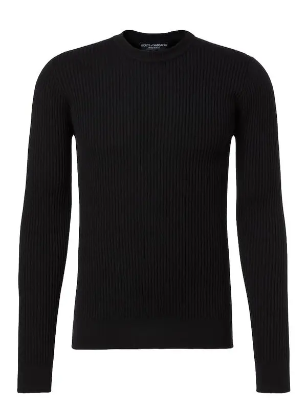 Dolce & Gabbana Virgin Wool Ribbed Top - Black