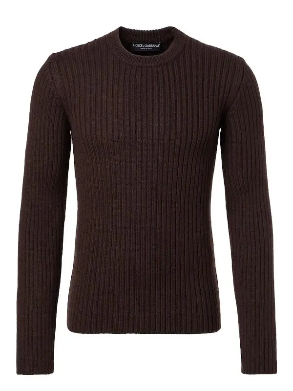 Dolce & Gabbana Ribbed Wool Top - Brown