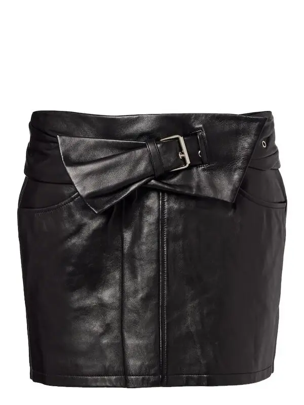 Isabel Marant Clency Belted Leather Miniskirt - Black