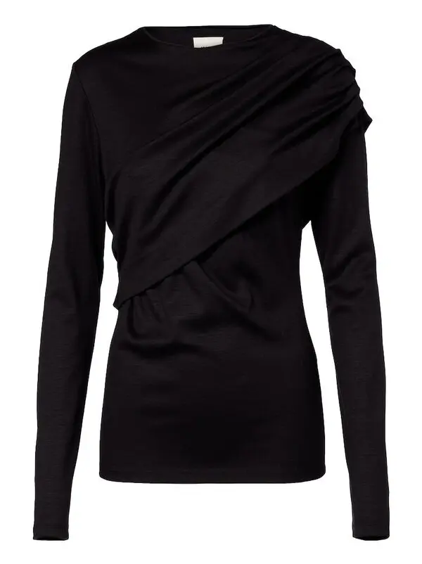 Isabel Marant Étoile Asna Draped Virgin Wool Top - Black