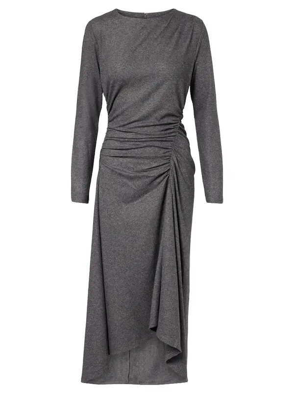Veronica Beard Theodora Ruched Wool-blend Midi Dress - Grey