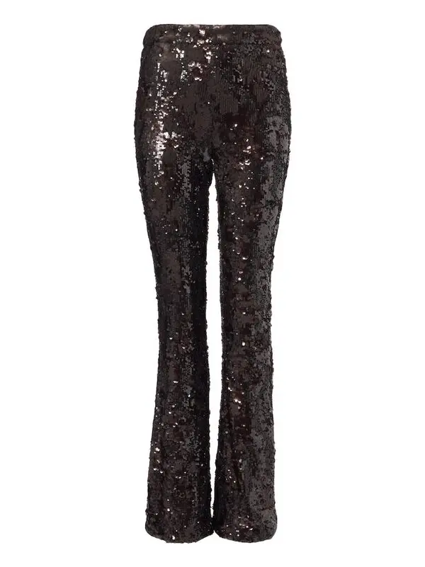 Veronica Beard Sequined Flared Pants - Burgundy