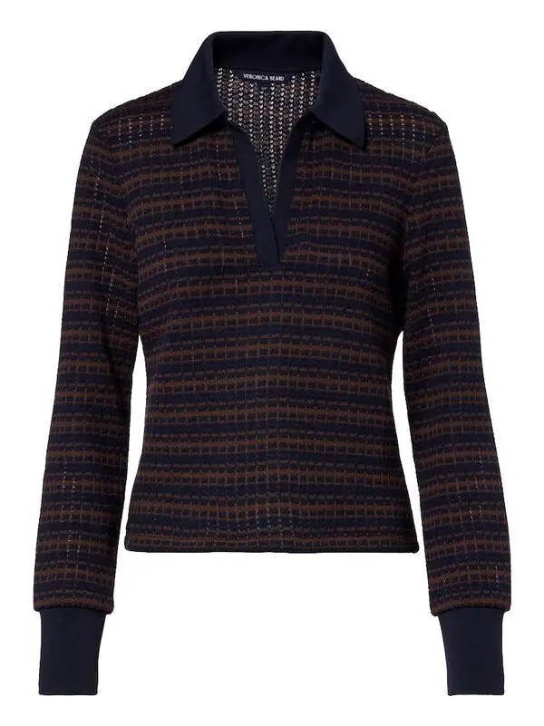 Veronica Beard Kamal Striped Polo Sweater - Blue