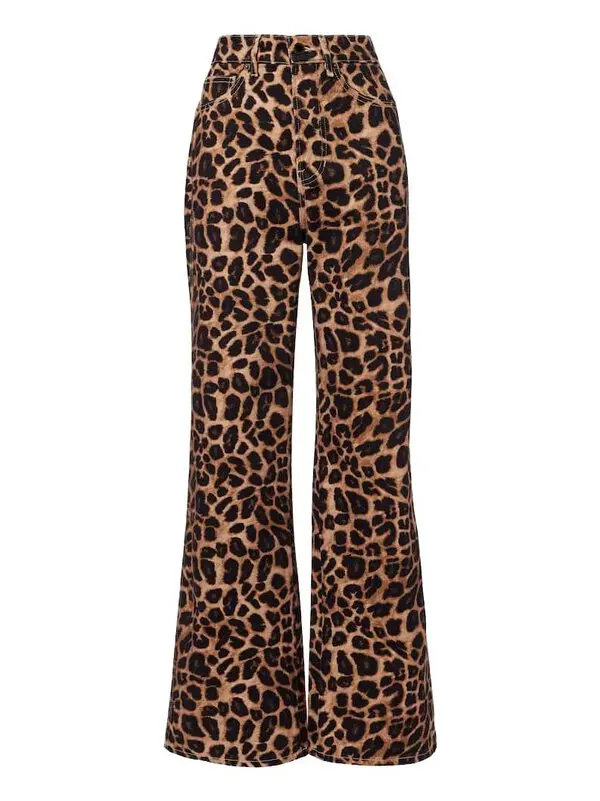 Veronica Beard Leopard Print Wide-leg Pants - Beige