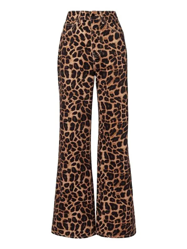 Veronica Beard Leopard Print Wide-leg Pants - Beige
