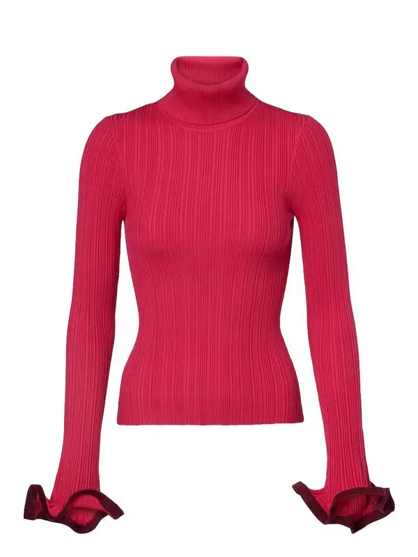Simkhai Lola Ruffled Turtleneck Sweater - Pink