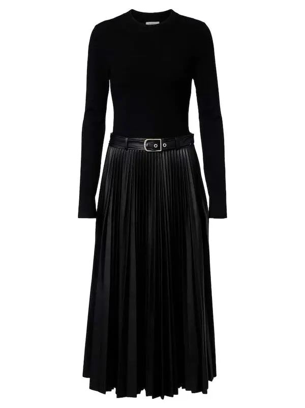 Simkhai Abilene Knitted Pleated Midi Dress - Black