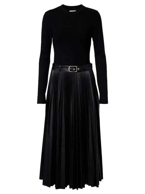 Simkhai Abilene Knitted Pleated Midi Dress - Black
