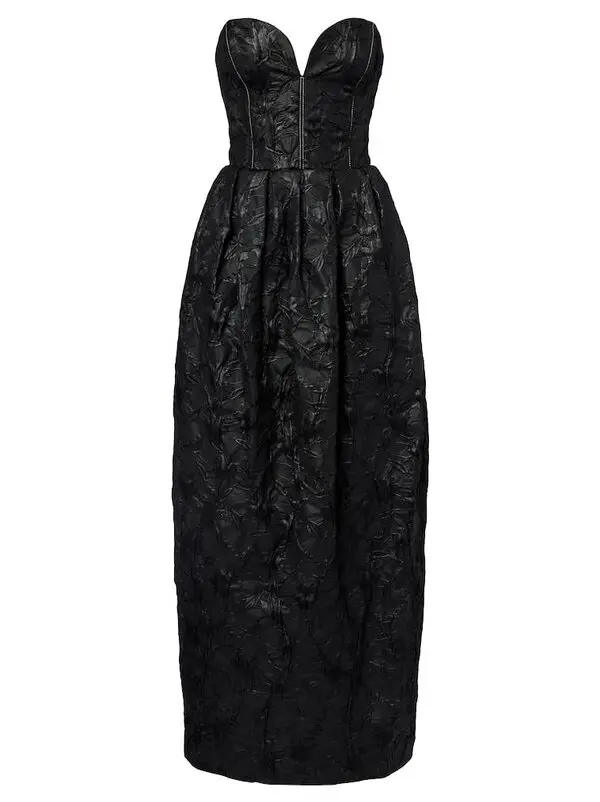 Simkhai Adeena Floral Jacquard Gown - Black