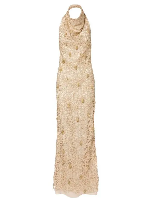 XU ZHI Embellished Open-back Maxi Dress - Gold