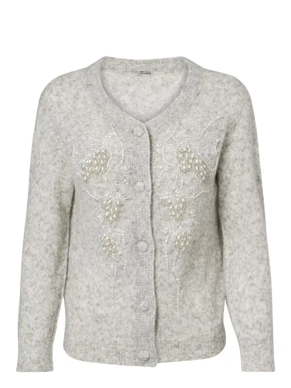 JACQUES WEI Beaded Alpaca And Wool-blend Cardigan - Grey