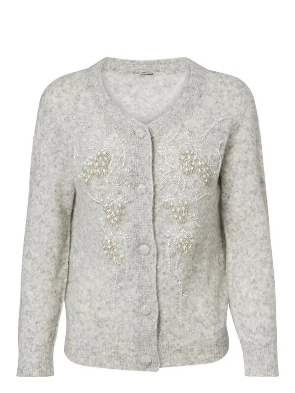 JACQUES WEI Beaded Alpaca And Wool-blend Cardigan - Grey