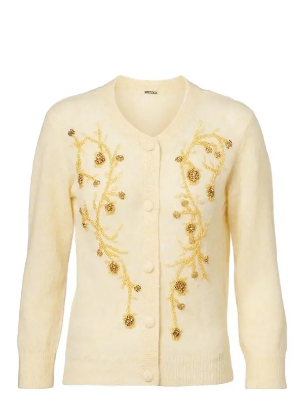JACQUES WEI Beaded Alpaca And Wool-blend Cardigan - Yellow