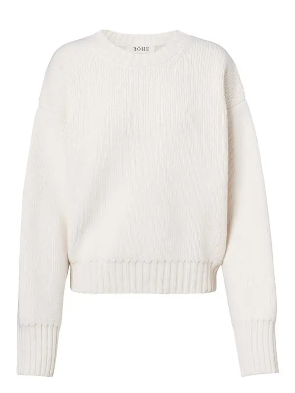 RÓHE Wool Crewneck Sweater - White