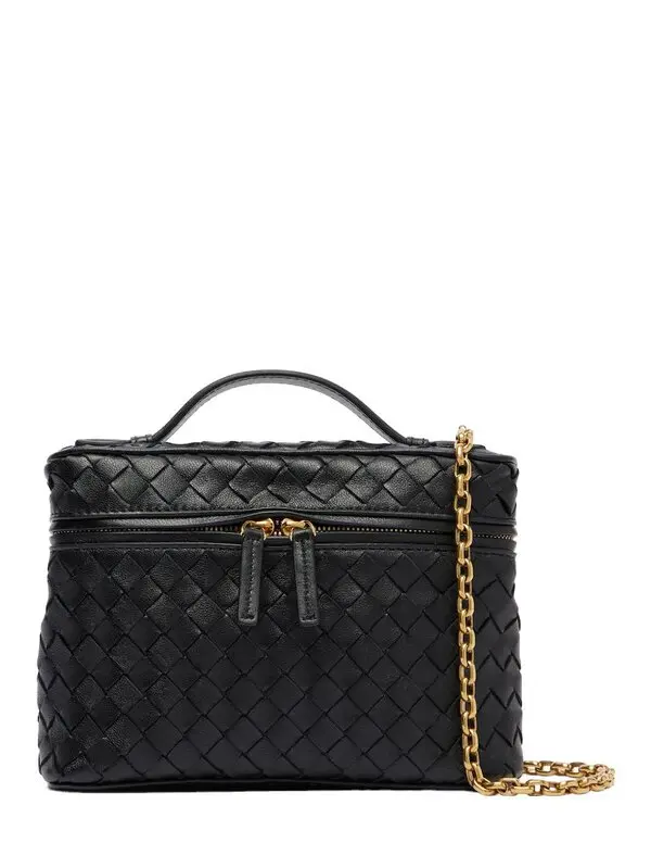 Bottega Veneta Intrecciato Leather Crossbody Bag - Black