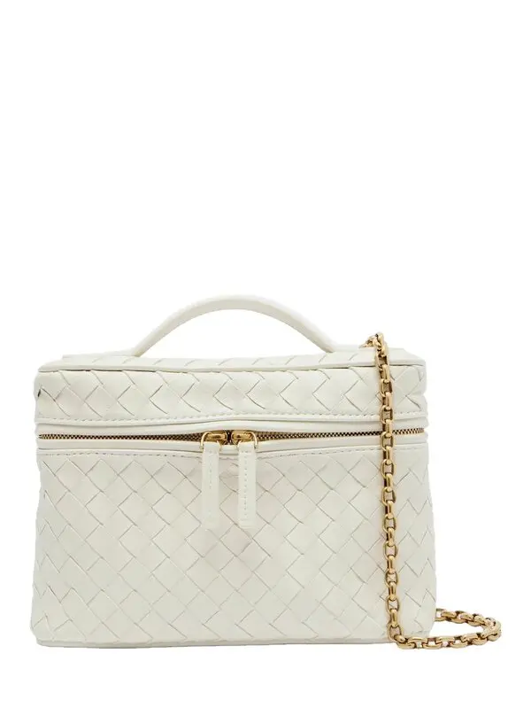 Bottega Veneta Intrecciato Leather Vanity Bag - White