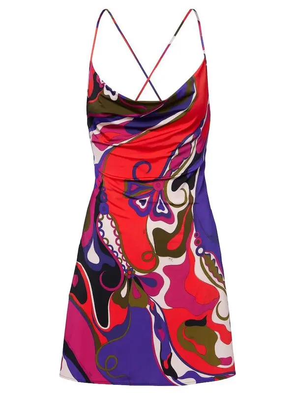 Emilio Pucci Orchidee Satin Jersey Minidress - Multicoloured