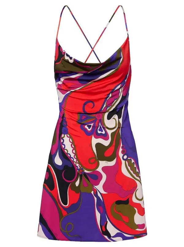 Emilio Pucci Orchidee Satin Jersey Mini Dress - Multicoloured