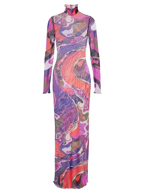 Emilio Pucci Orchidee Mesh Maxi Dress - Multicoloured