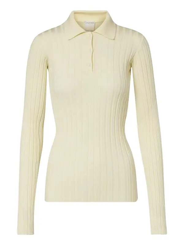 Calvin Klein Amber Wool Polo Sweater - Yellow