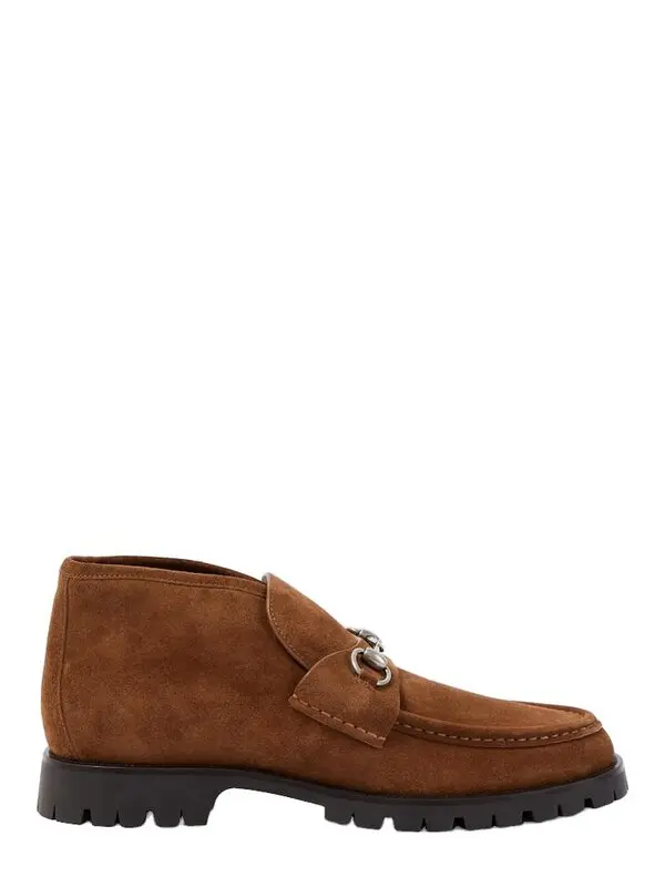 Gucci Horsebit Suede Ankle Boots - Brown